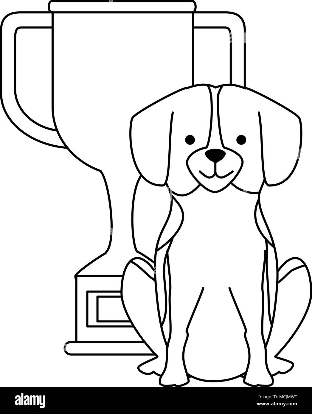 cute dog with trophy character vector illustration design Stock Vector ...