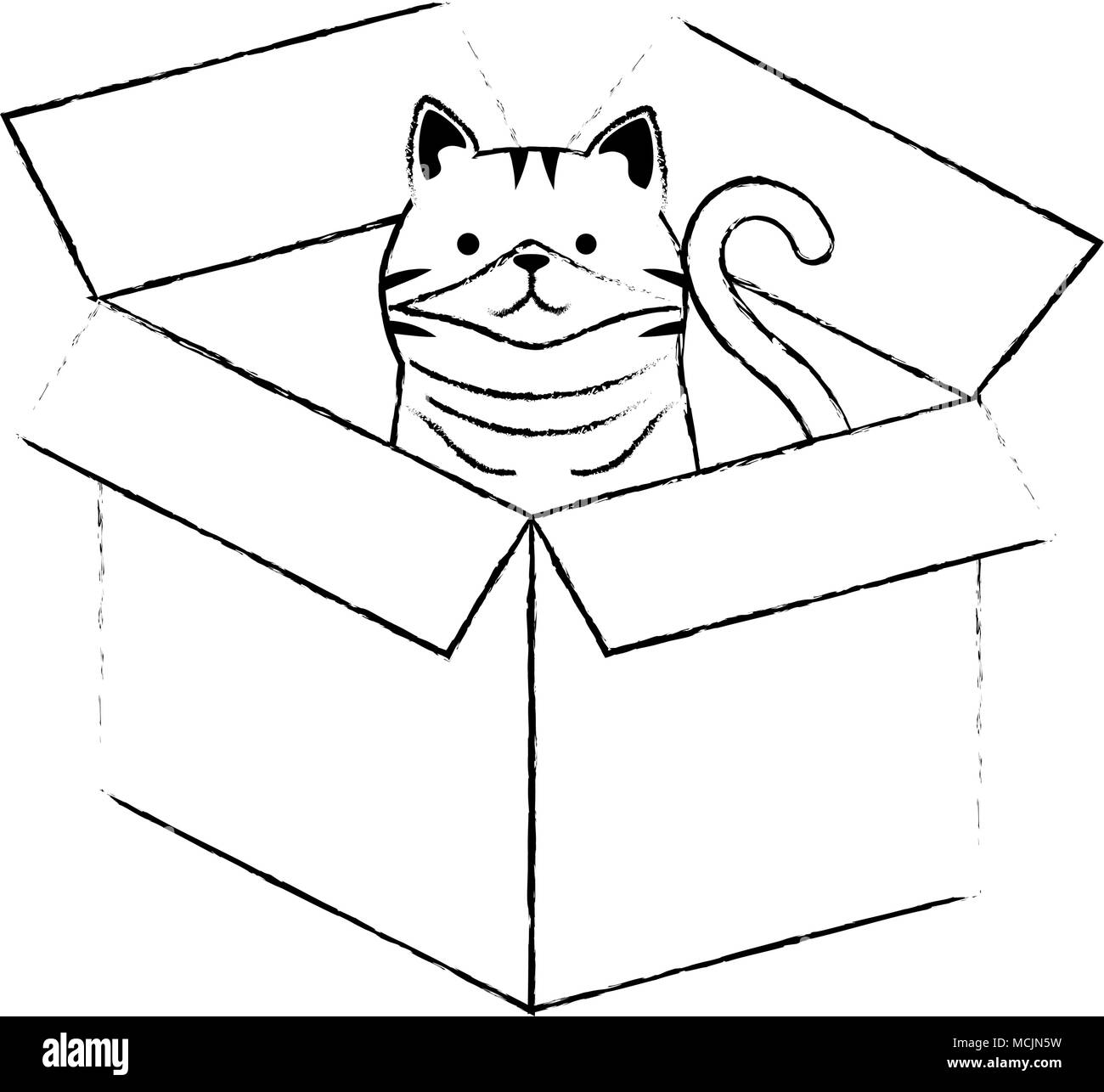 cute cat mascot in carton box character vector illustration design ...