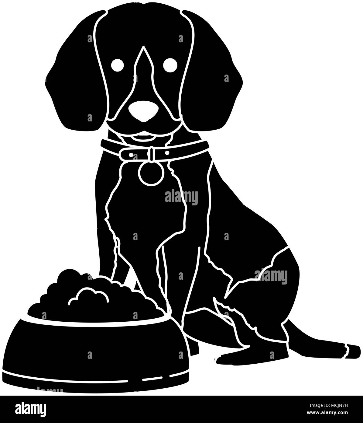 cute dog breed with dish food character vector illustration design ...