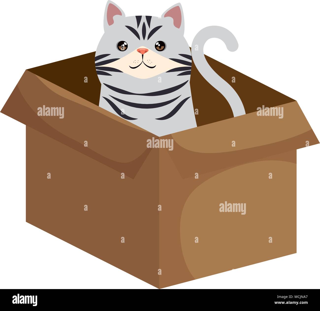 cute cat mascot in box carton character vector illustration design ...