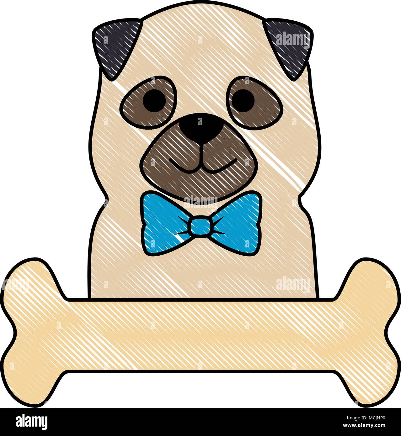 cute dog breed with bone character vector illustration design Stock ...