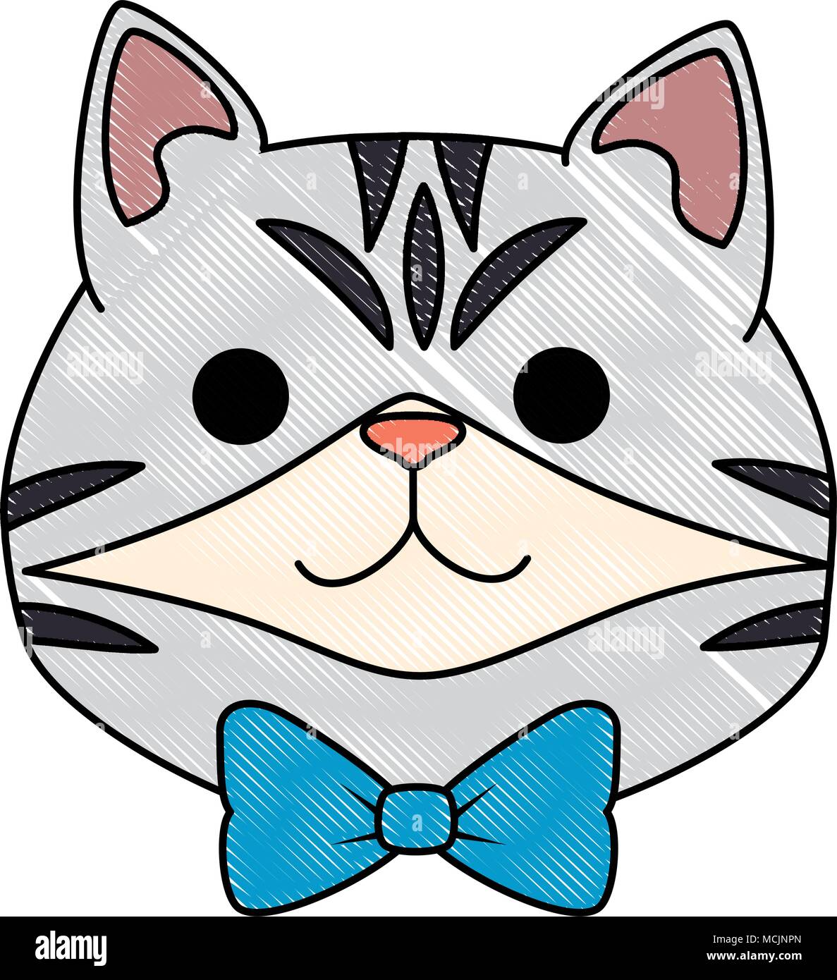cute cat mascot head character vector illustration design Stock Vector ...