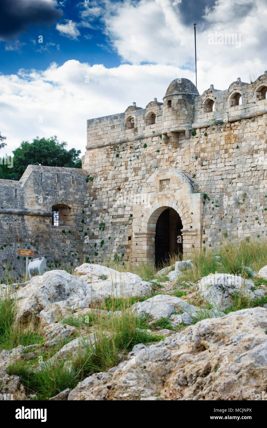 The entrance gate and walls of the Fortezza of Rethymno, Crete, Greece ...
