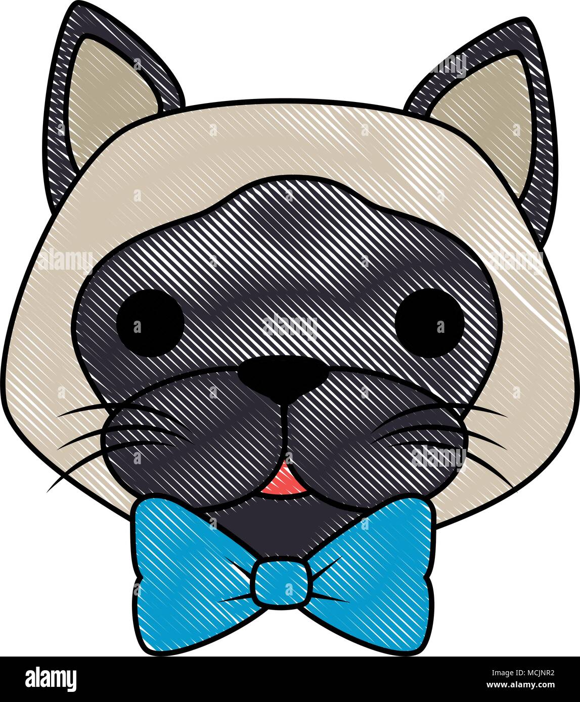 cute cat mascot head character vector illustration design Stock Vector ...