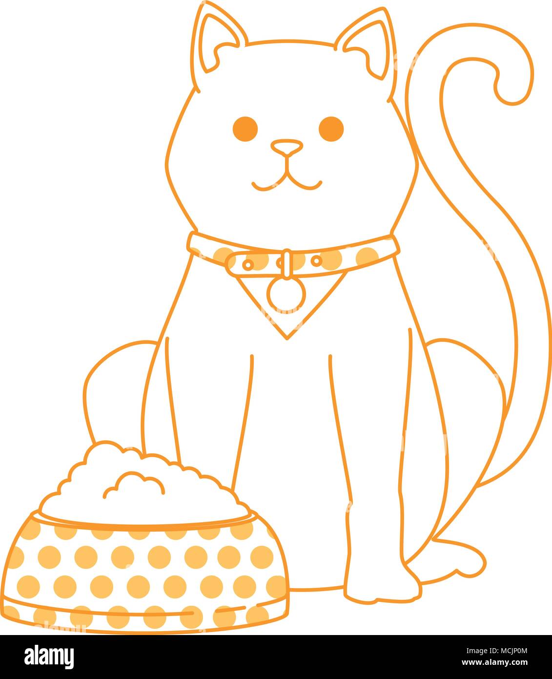 cute cat mascot with dish food character vector illustration design ...