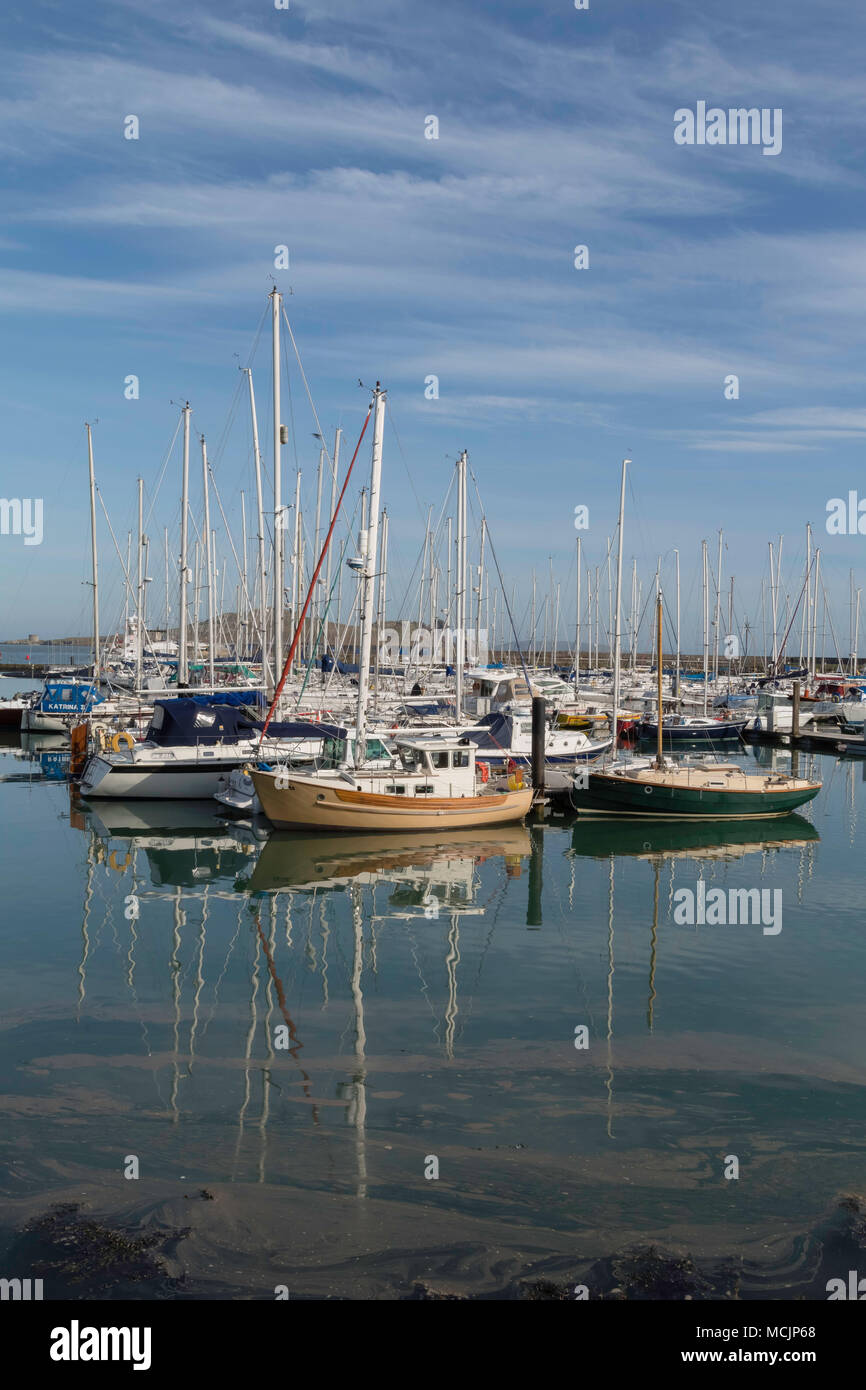 Yachts in Sea Marina, Spring Early Morning, Calm, Water Reflection ...