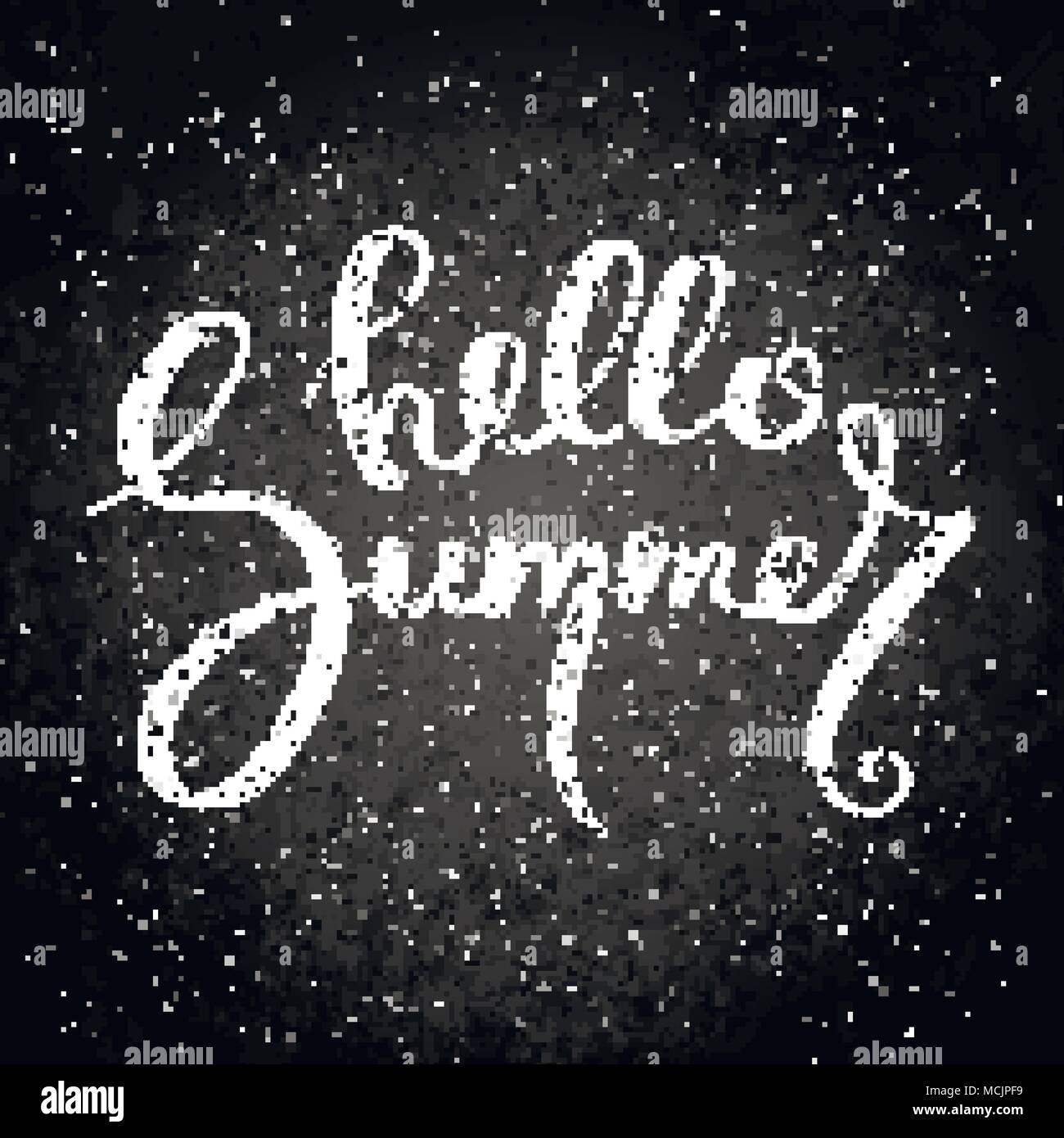 Hello Summer. Handwritten calligraphy quote card or poster. Hand drawn ...