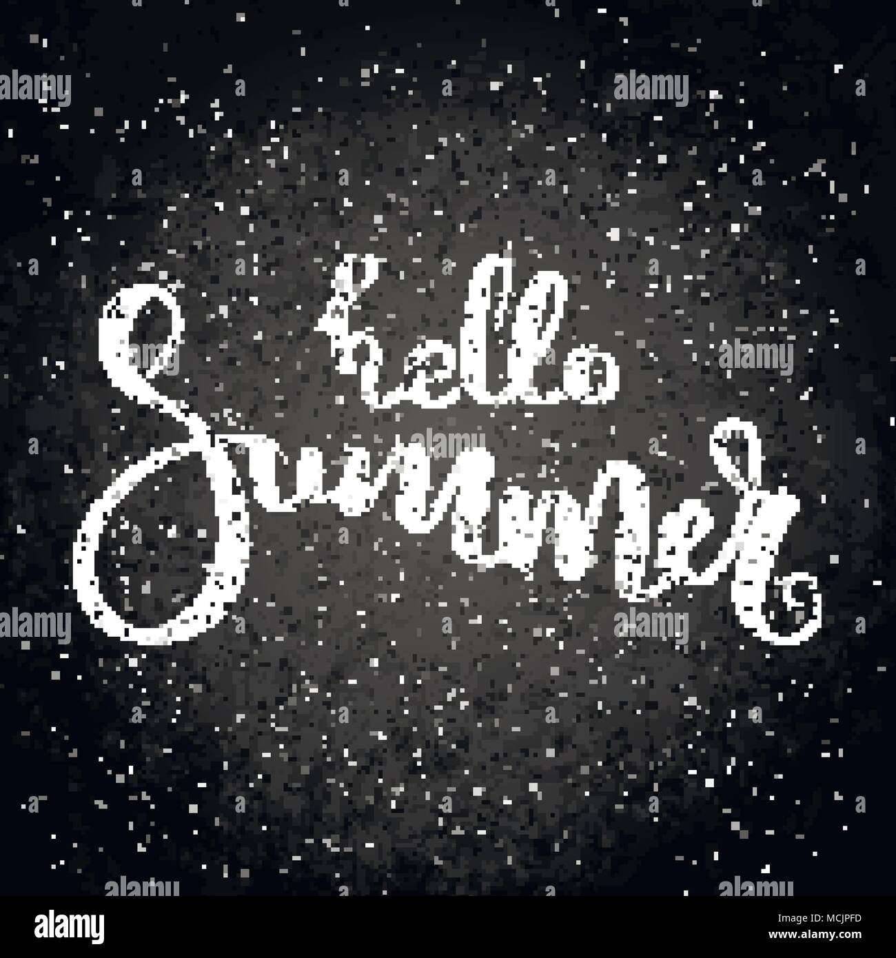 Hello Summer. Handwritten calligraphy quote card or poster. Hand drawn ...
