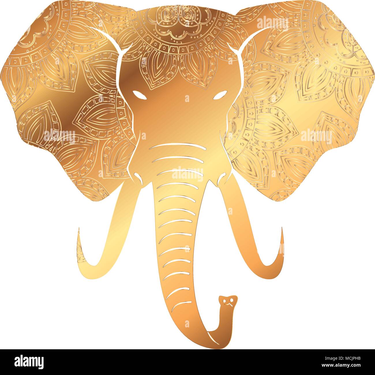 golden elephant with mandala pattern vector illustration design Stock ...