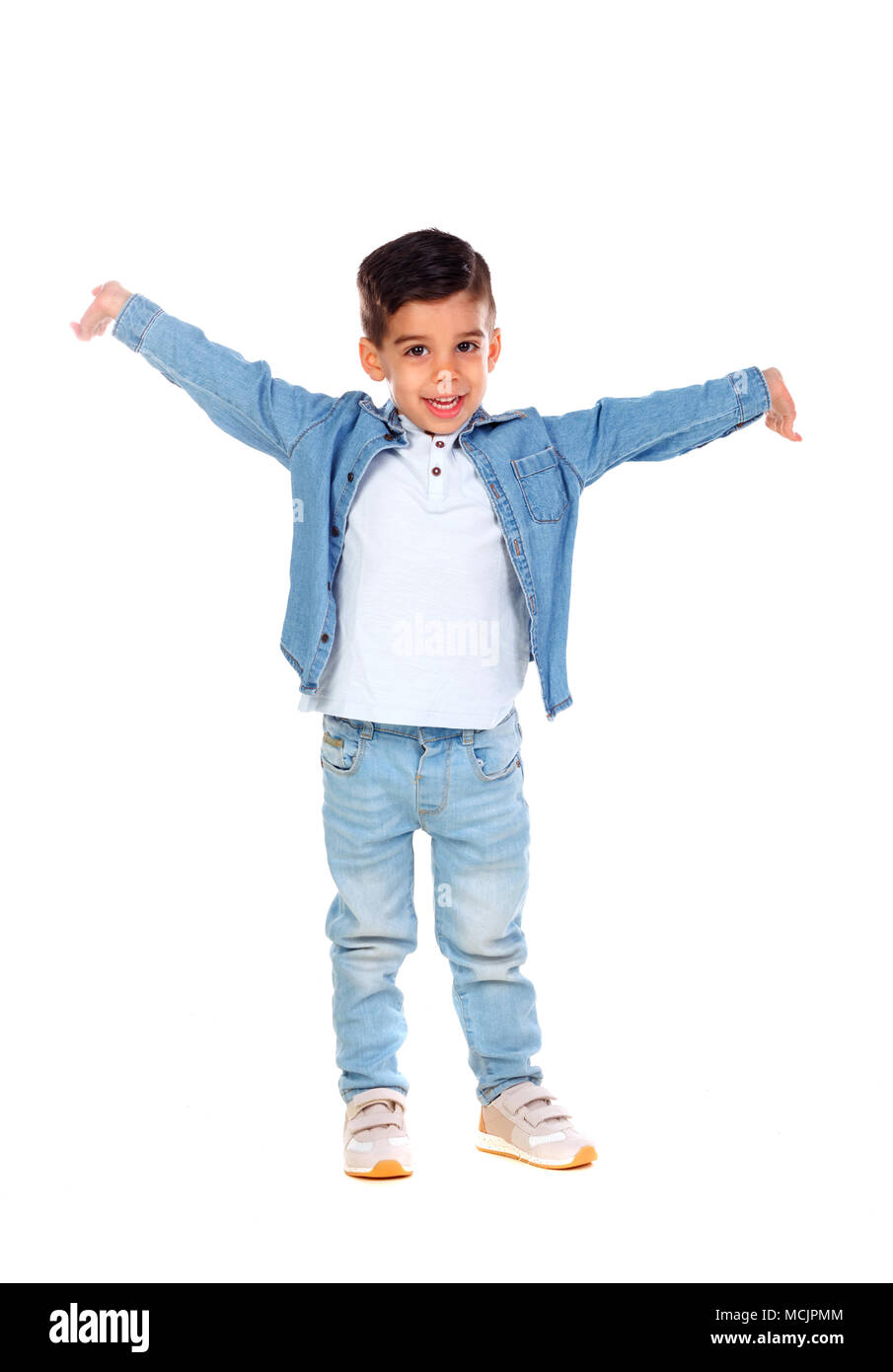 Happy gipsy child dancing isolated on a white bacground Stock Photo - Alamy