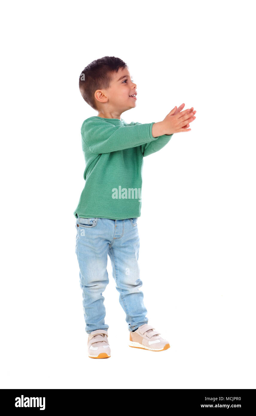 Happy gipsy child dancing isolated on a white bacground Stock Photo - Alamy