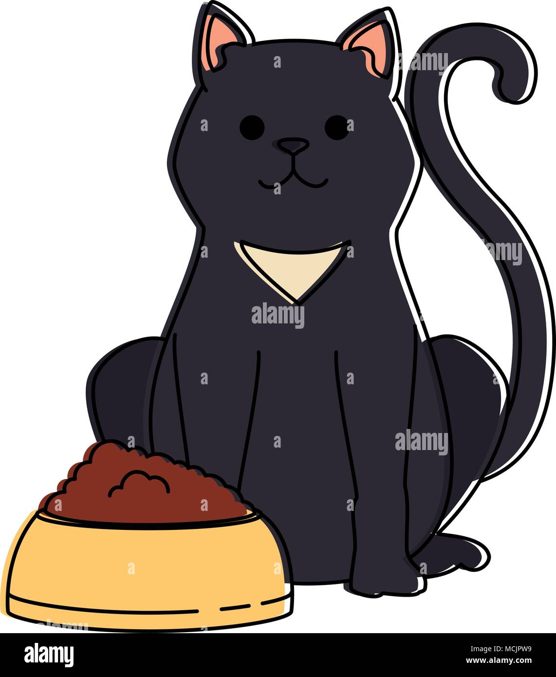cute cat mascot with dish food character Stock Vector Image & Art - Alamy