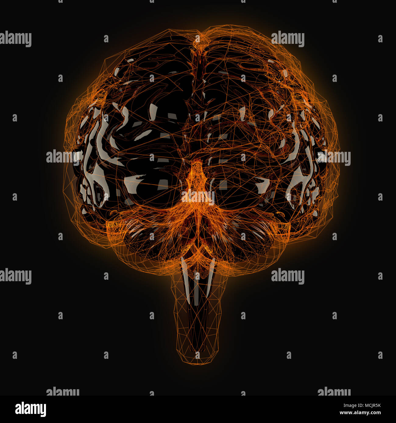 Digital brain in luminous frame shell Stock Photo - Alamy