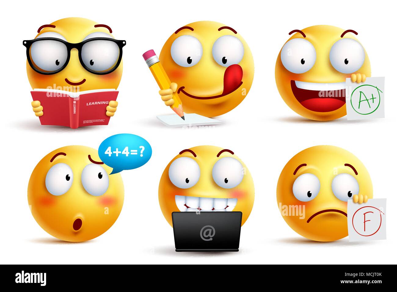 Smiley face vector set for back to school with facial expressions and ...