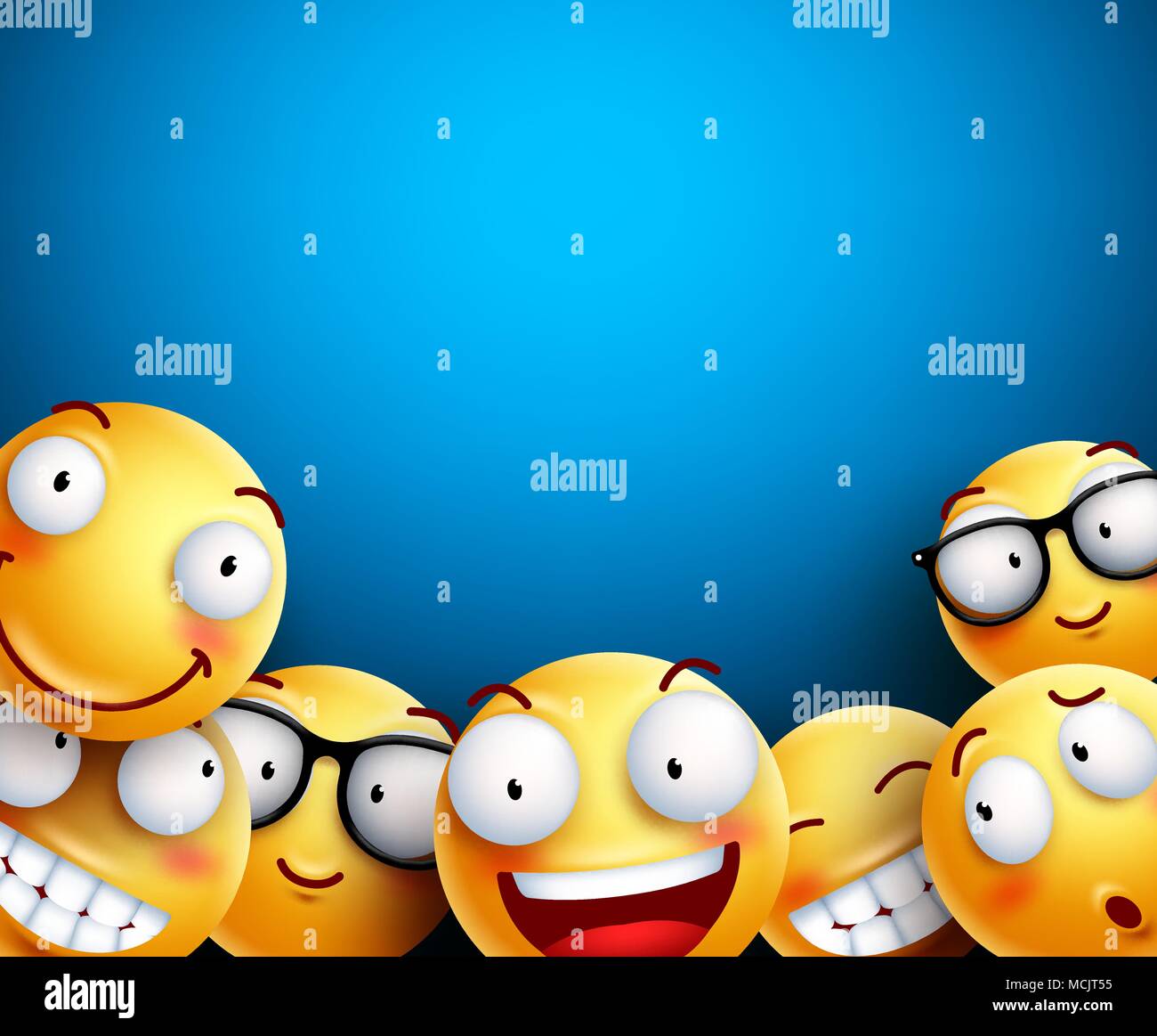 Smiley background vector illustration. Yellow emoticons or smileys with ...