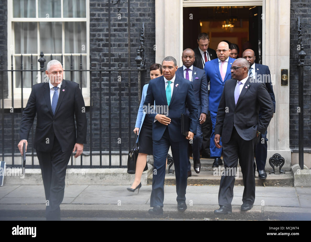 The Prime Minister of Jamaica Andrew Holness, with other members of the ...