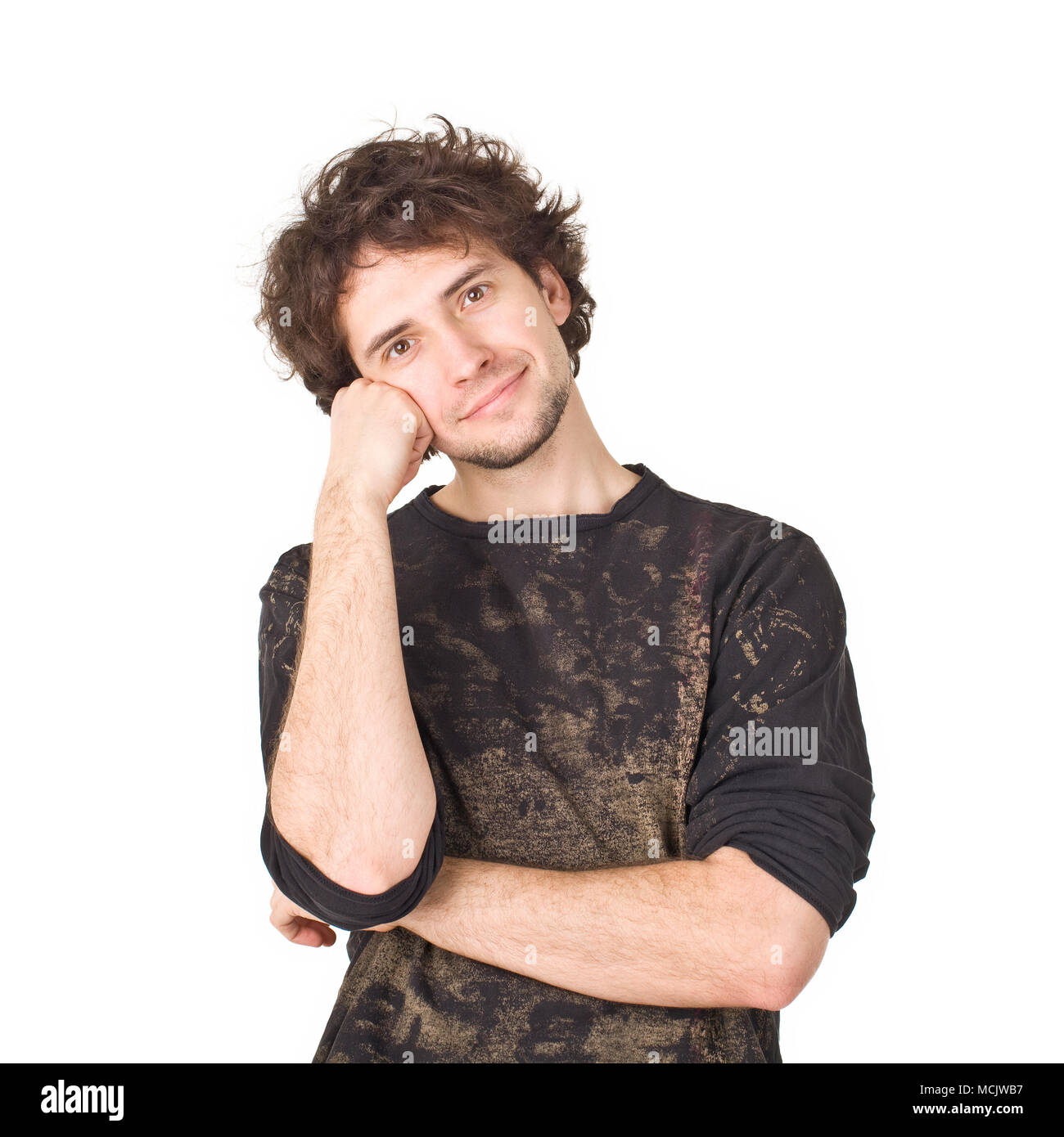 Pointing at cheek hi-res stock photography and images - Alamy