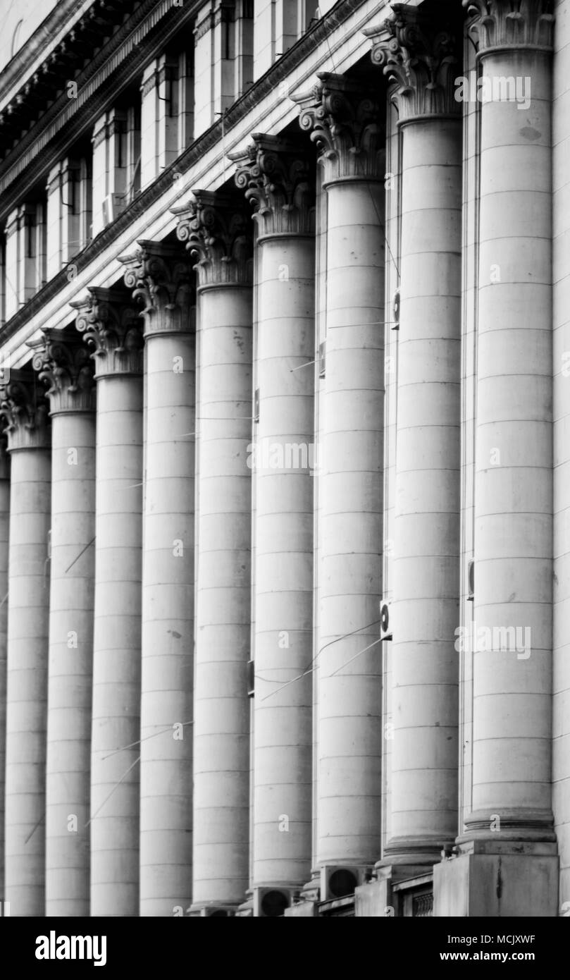 Architecture detail columns in Bucharest building. Architecture detail ...