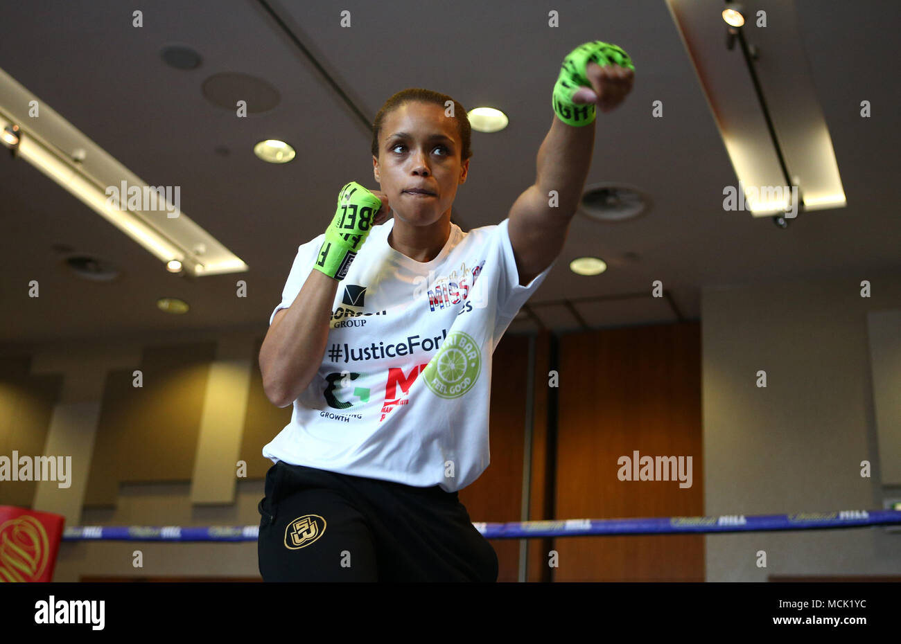 Boxer Natasha Jonas during a public workout at Liverpool One, Liverpool ...