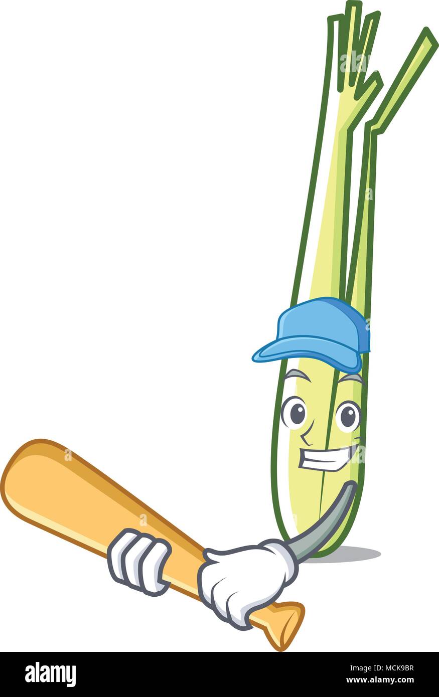 Playing baseball lemongrass character cartoon style vector illustration ...