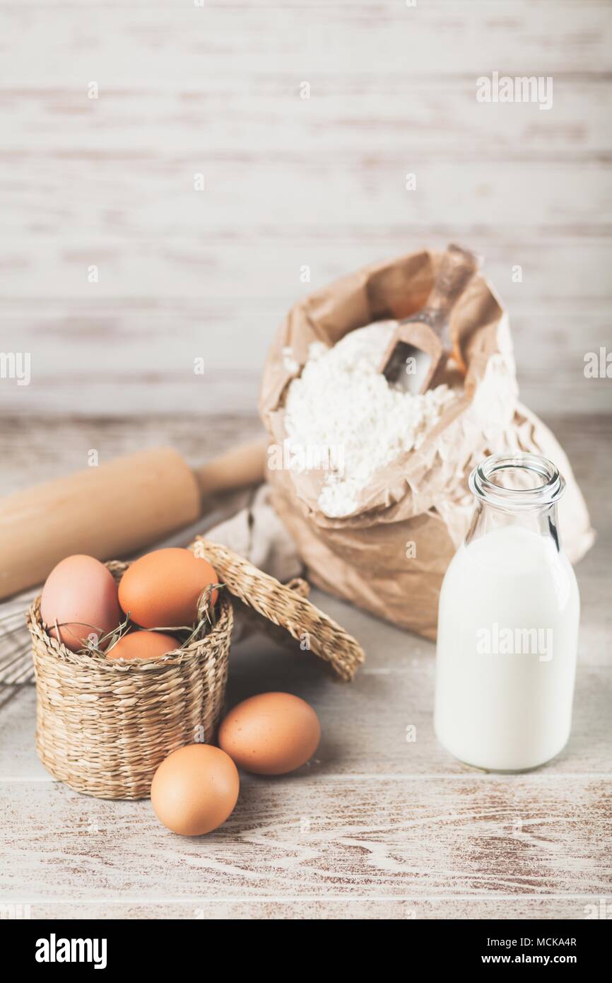 Top view flour milk hi-res stock photography and images - Alamy