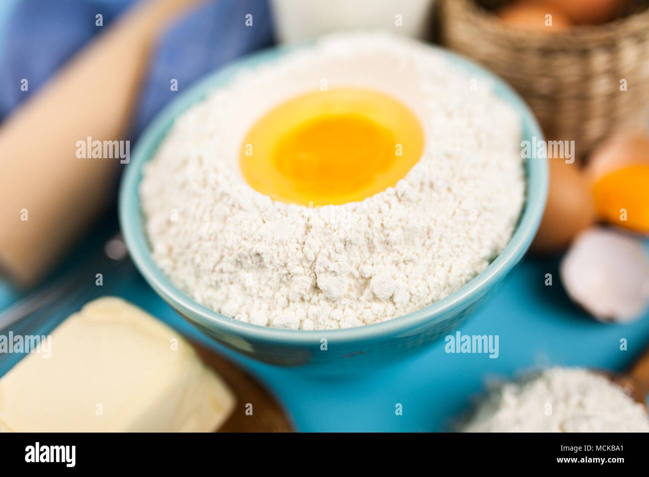 Basic baking ingredients Stock Photo - Alamy