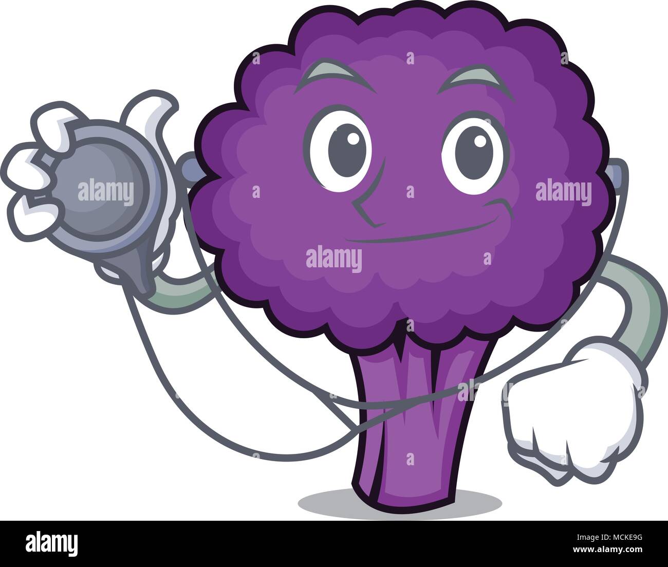 Doctor purple broccoli character cartoon vector illustration Stock ...