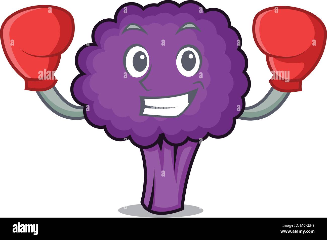 Boxing purple broccoli character cartoon vector illustration Stock ...