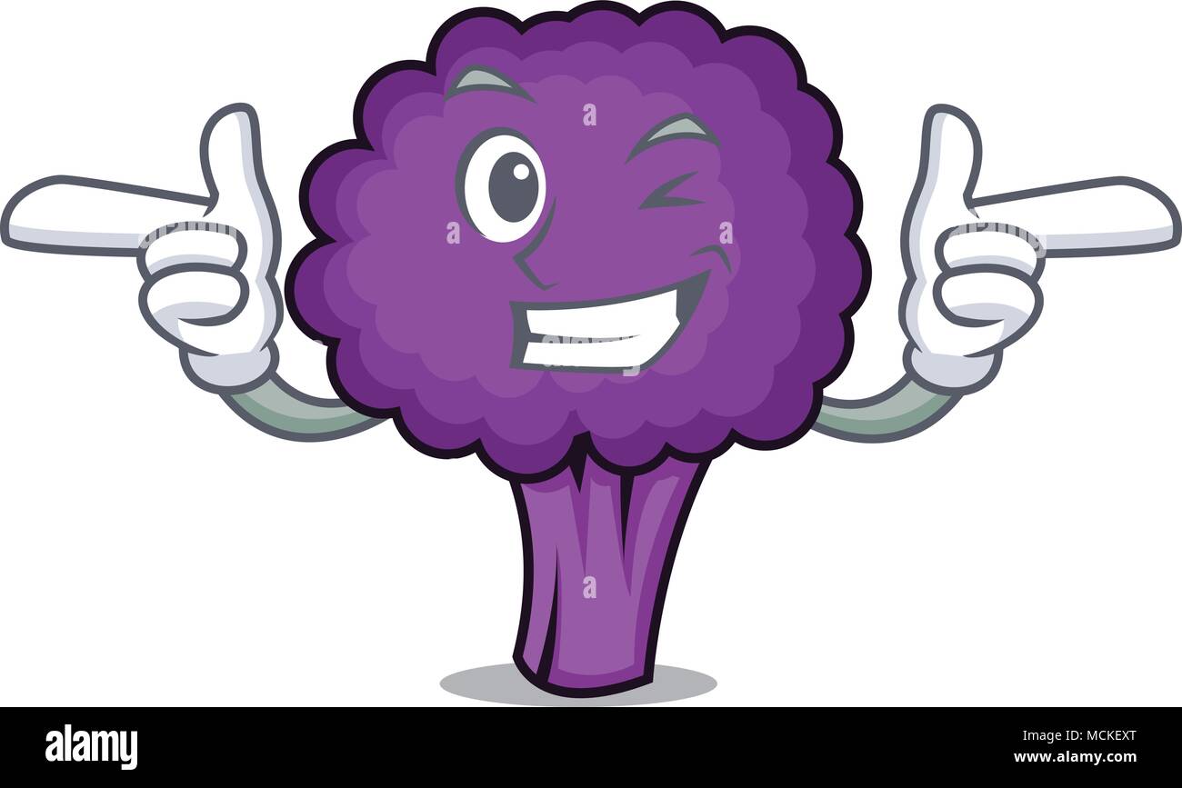 Wink purple broccoli character cartoon vector illustration Stock Vector ...