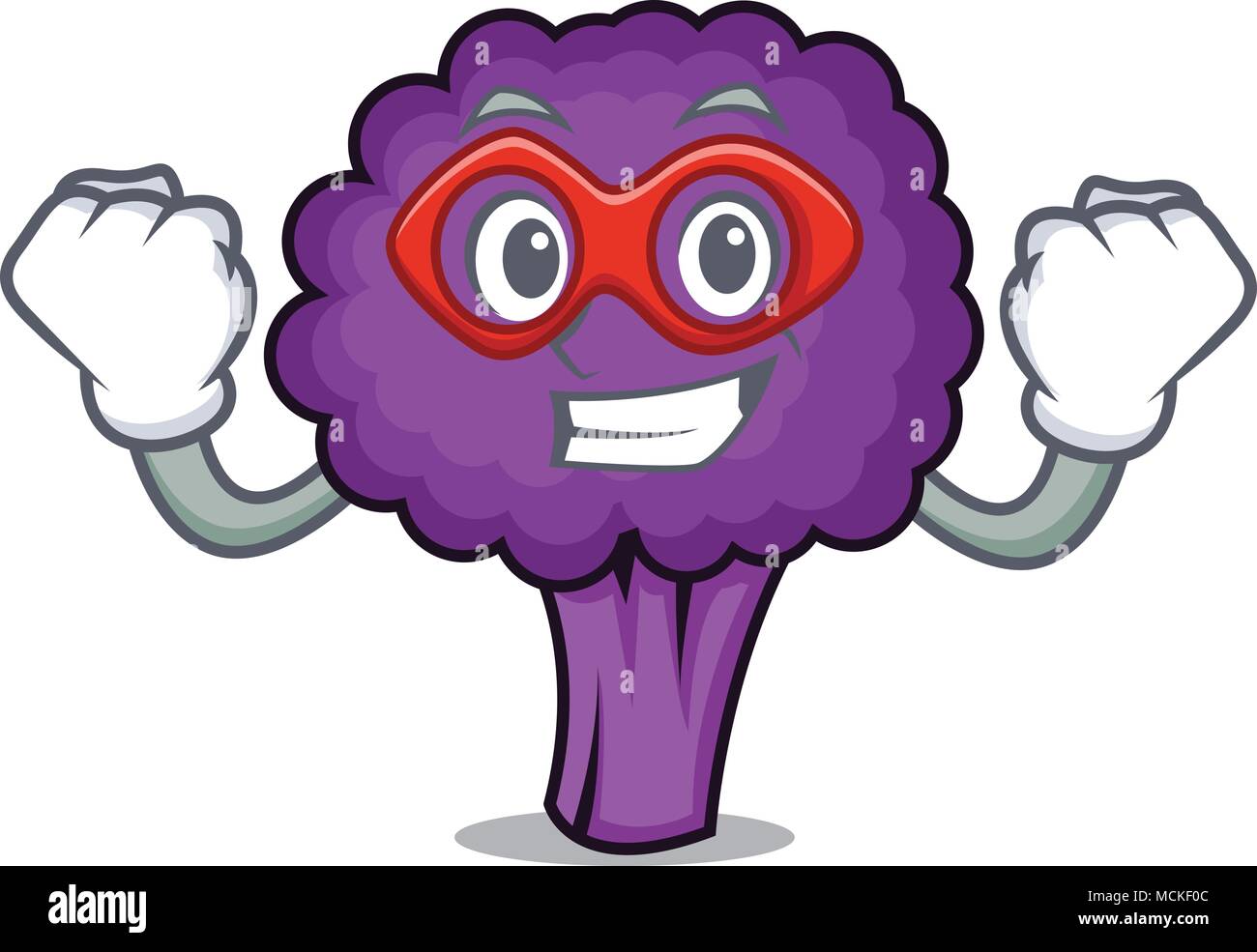 Super hero purple broccoli character cartoon vector illustration Stock ...