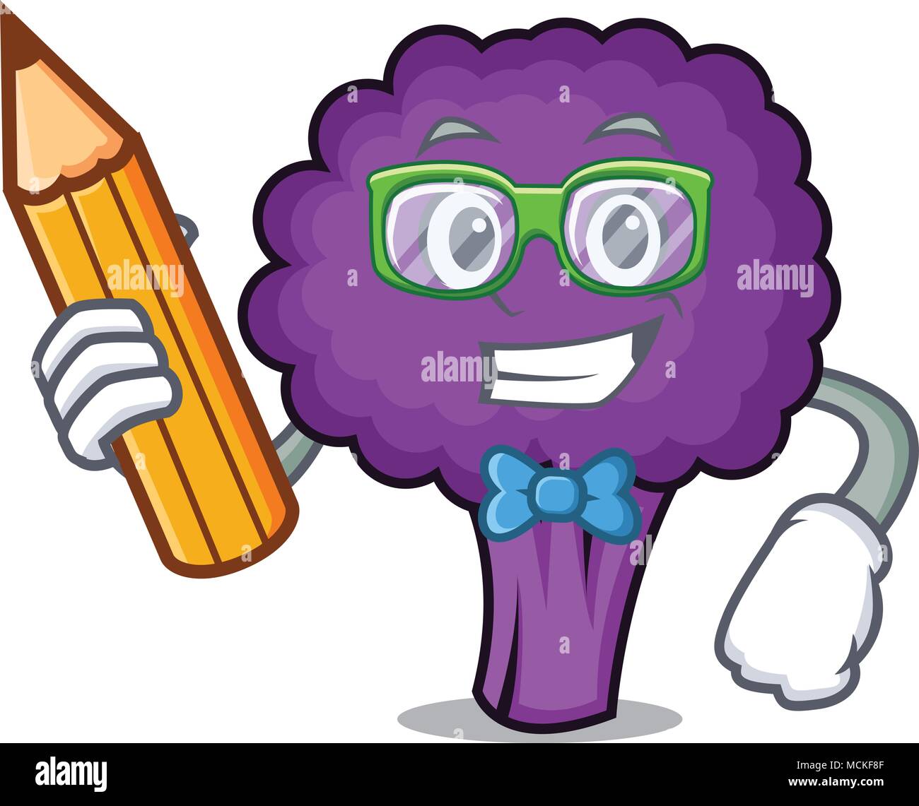 Student purple broccoli character cartoon vector illustration Stock ...