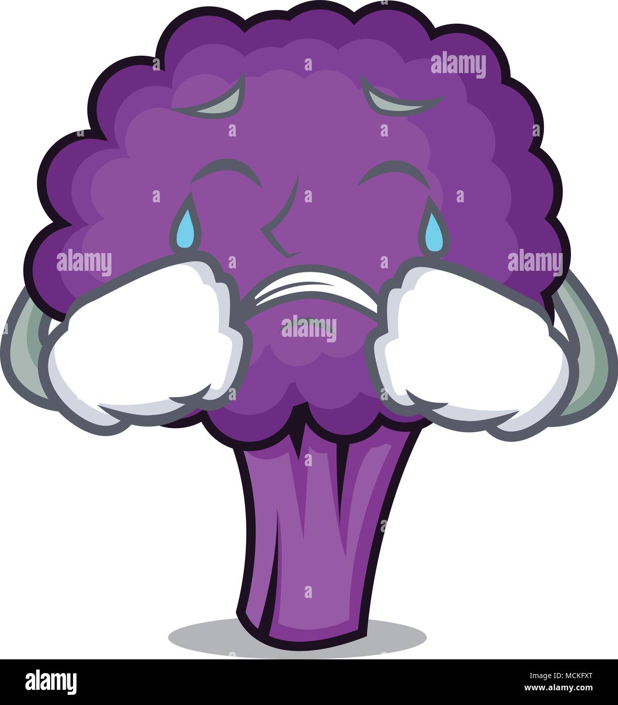 Crying purple broccoli mascot cartoon vector illustration Stock Vector Image & Art - Alamy