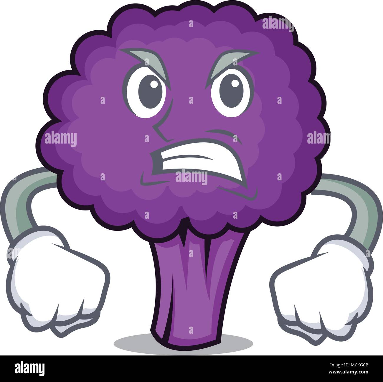Angry purple broccoli mascot cartoon vector illustration Stock Vector ...