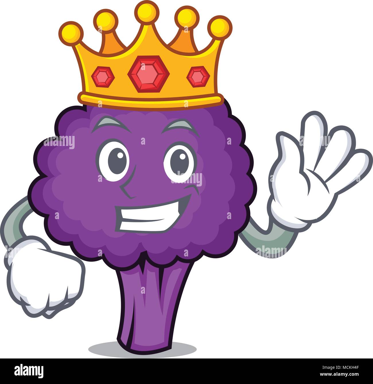 King purple broccoli mascot cartoon vector illustration Stock Vector ...