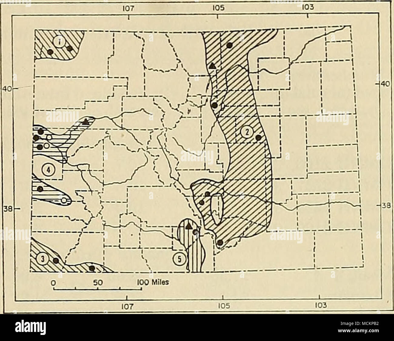 . Fig. 58. Distribution of two species of pocket mice in Colorado. 1 ...
