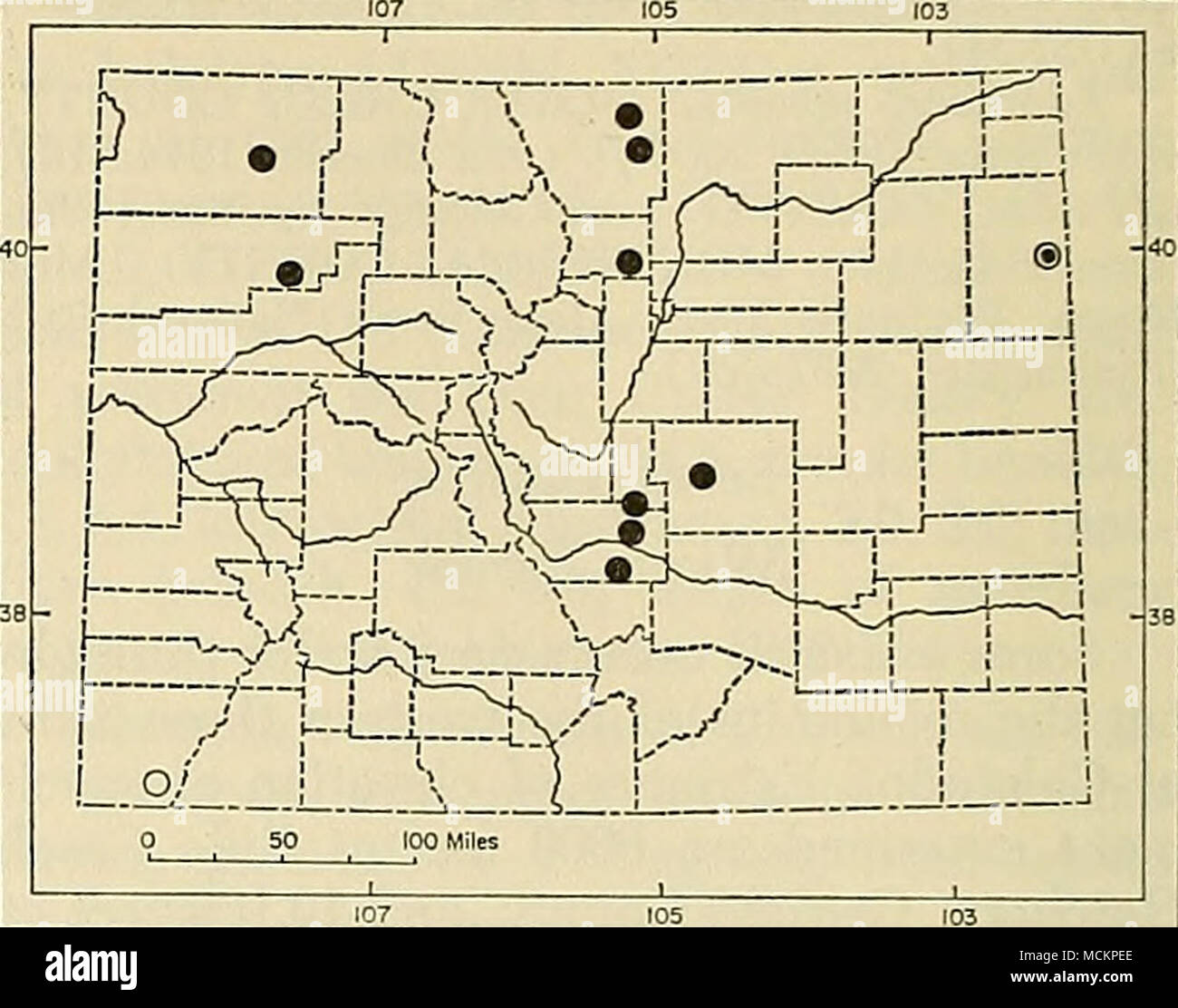 . Fig. 14. Distribution of two species of shrews in Colorado. Single ...