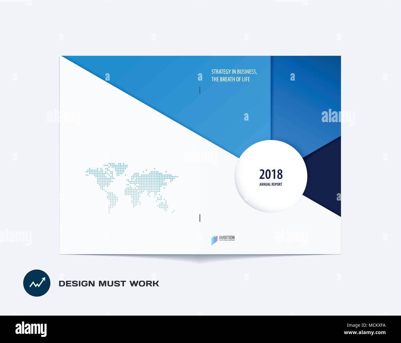 Abstract colourful blue brochure in material design paper cut style ...