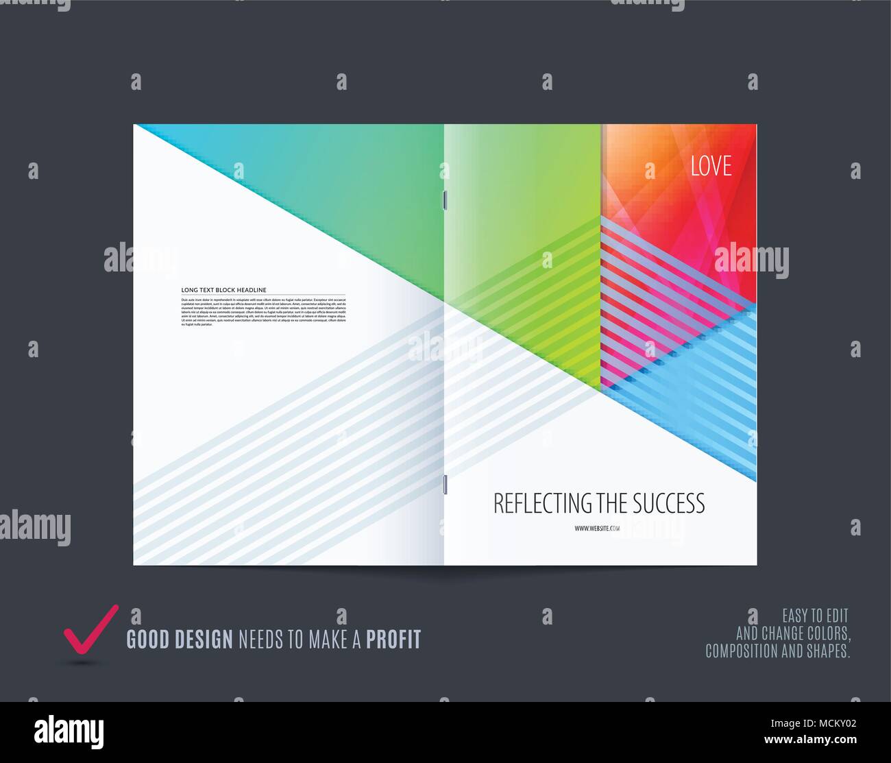 Abstract colourful brochure in material design paper cut style, modern ...