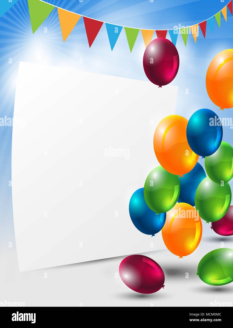 abstract celebration background with colorful balloons and paper Stock ...
