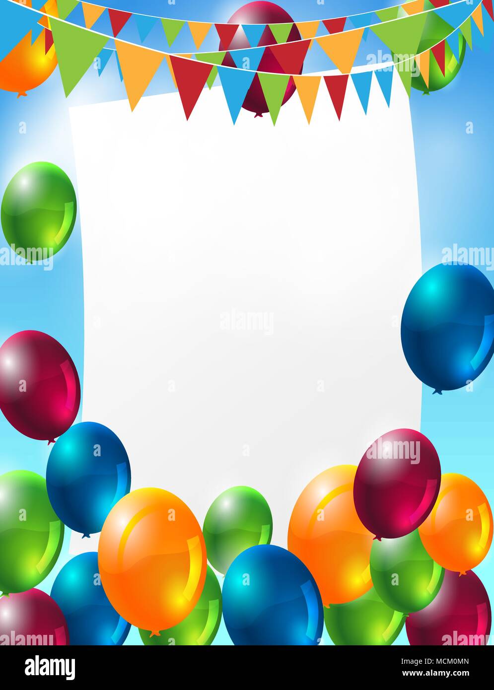 abstract celebration background with colorful balloons and paper Stock ...