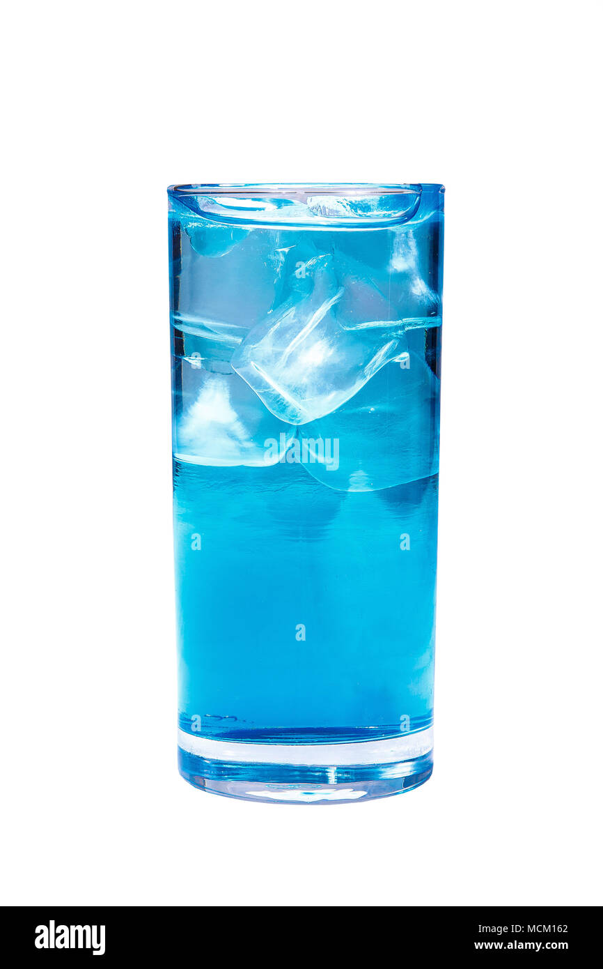 A single-colored transparent cocktail, refreshing shining in a tall ...