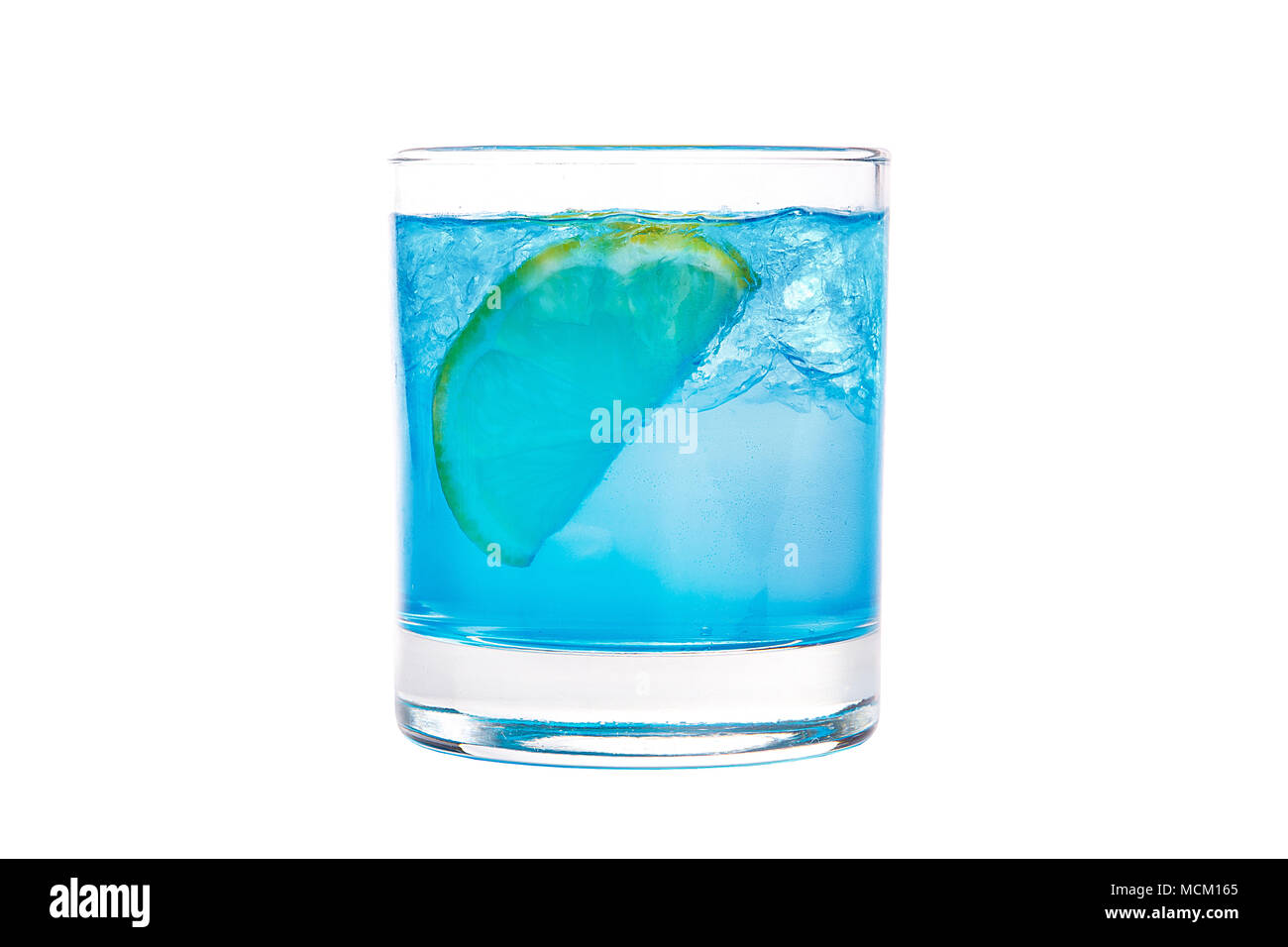 A single-colored transparent cocktail, refreshing shining in a low blue ...