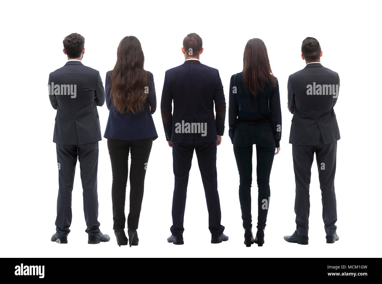 Back view group of business people. Rear view. Isolated over white ...