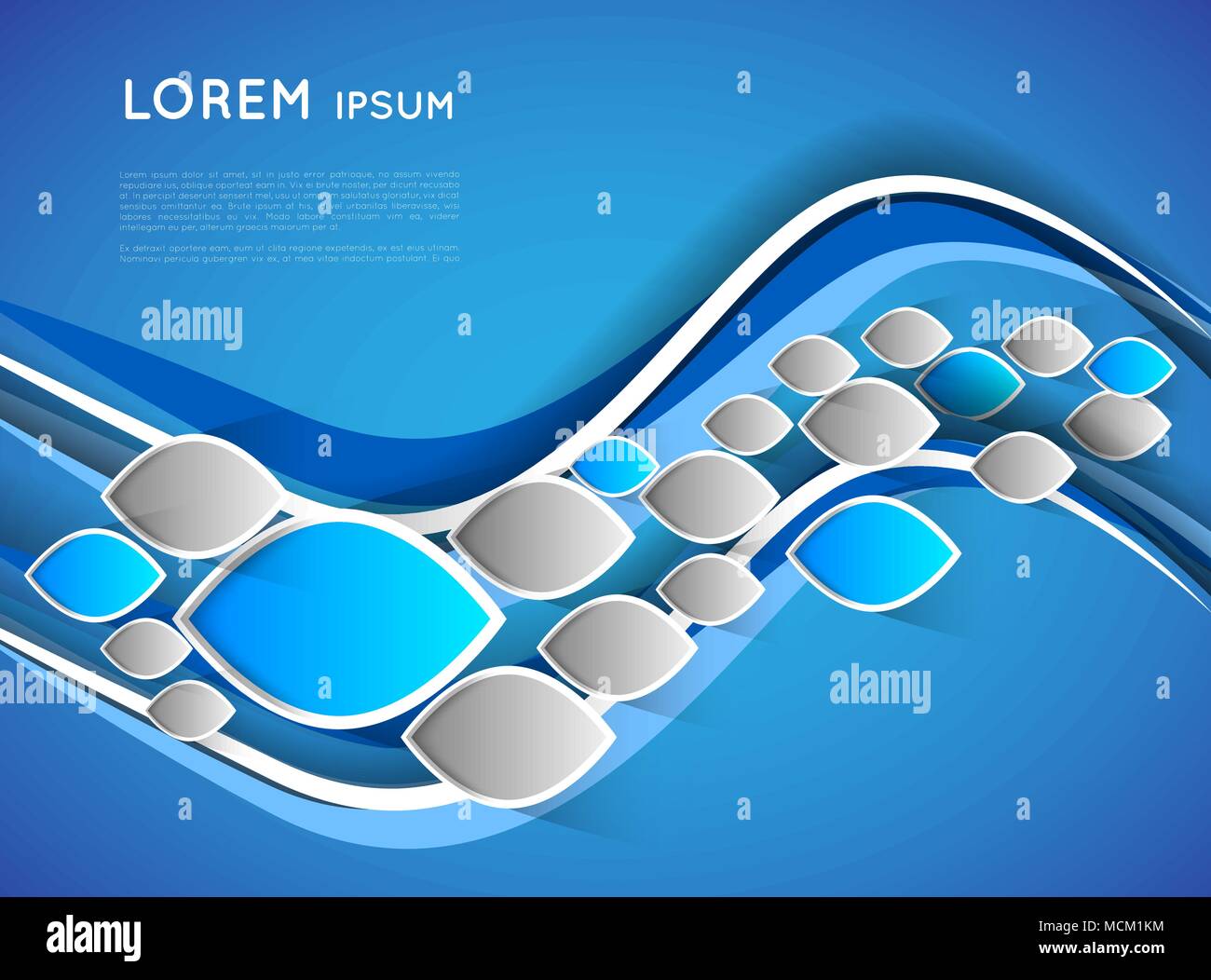 abstract background composition with wave of cells in blue color Stock ...