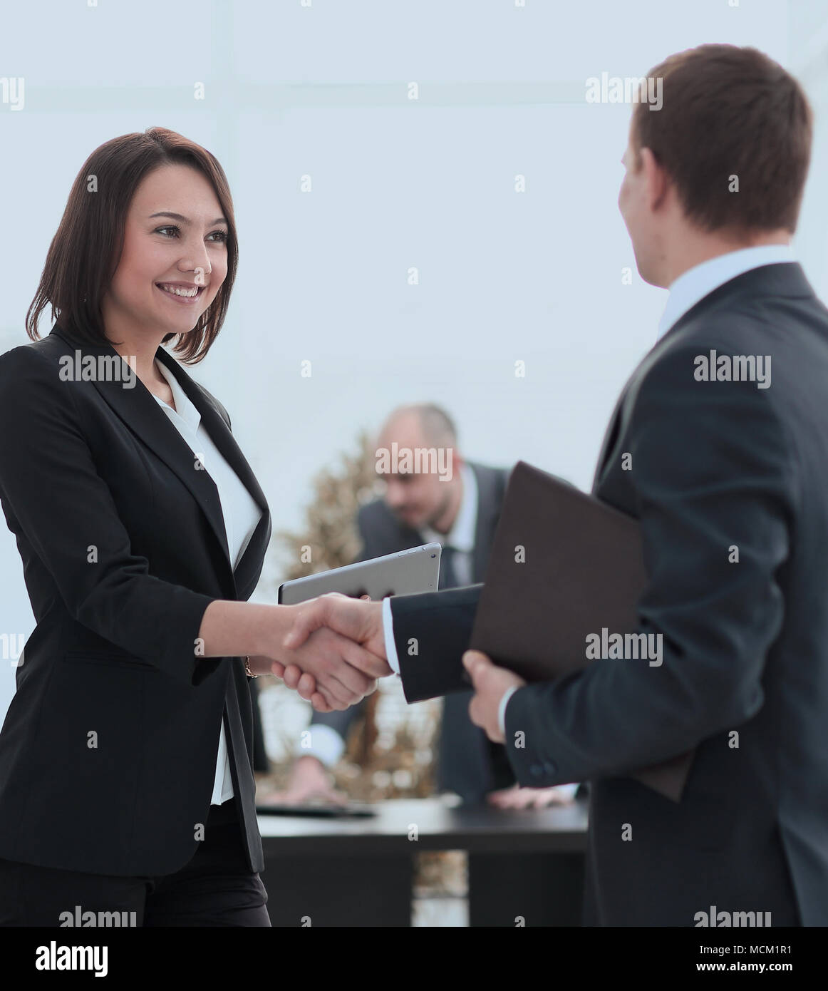 handshake business partners in the office Stock Photo - Alamy