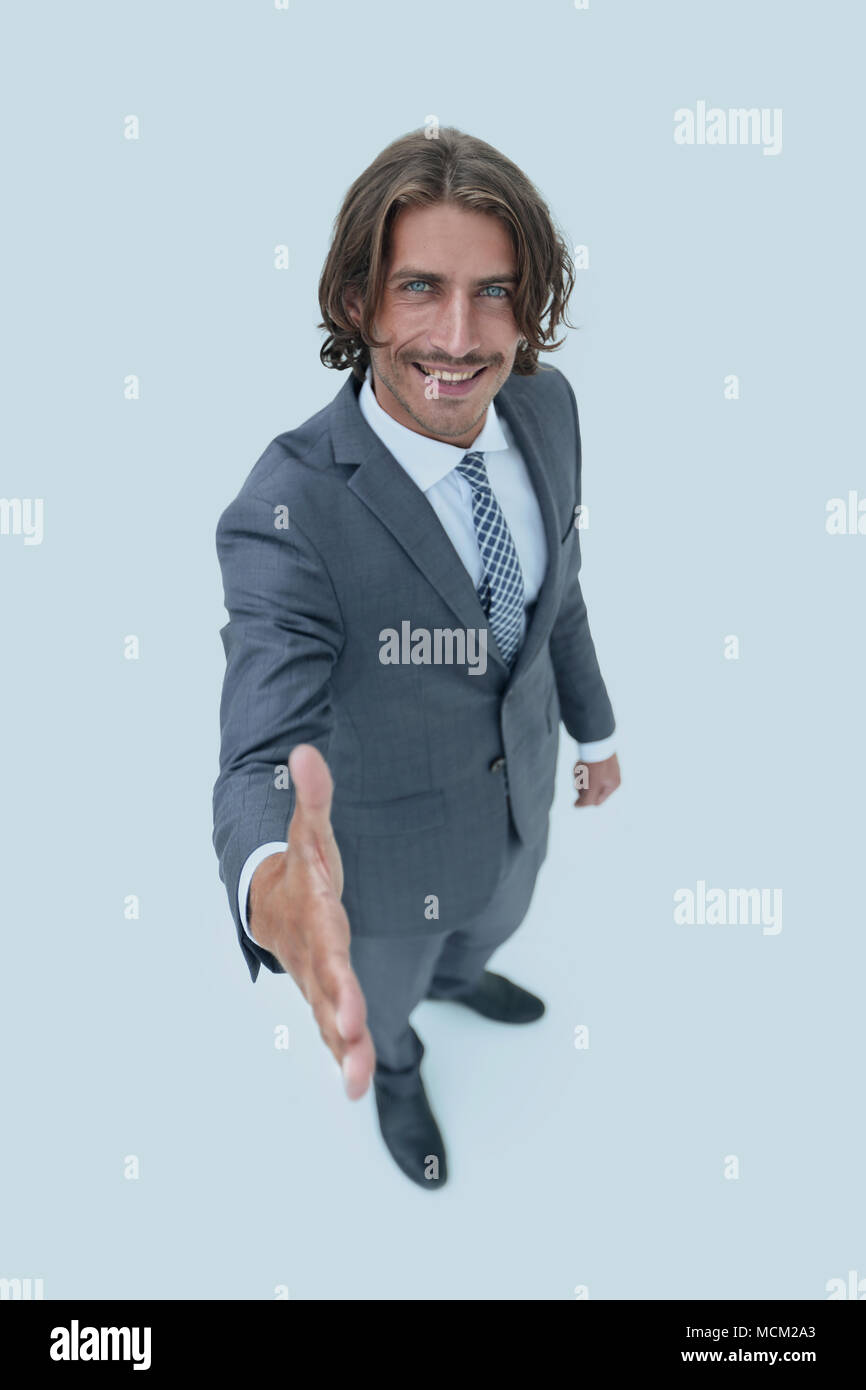 Business man offer and give hand for handshake Stock Photo - Alamy