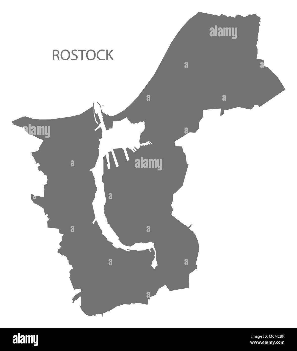 Rostock city map with boroughs grey illustration silhouette shape Stock ...