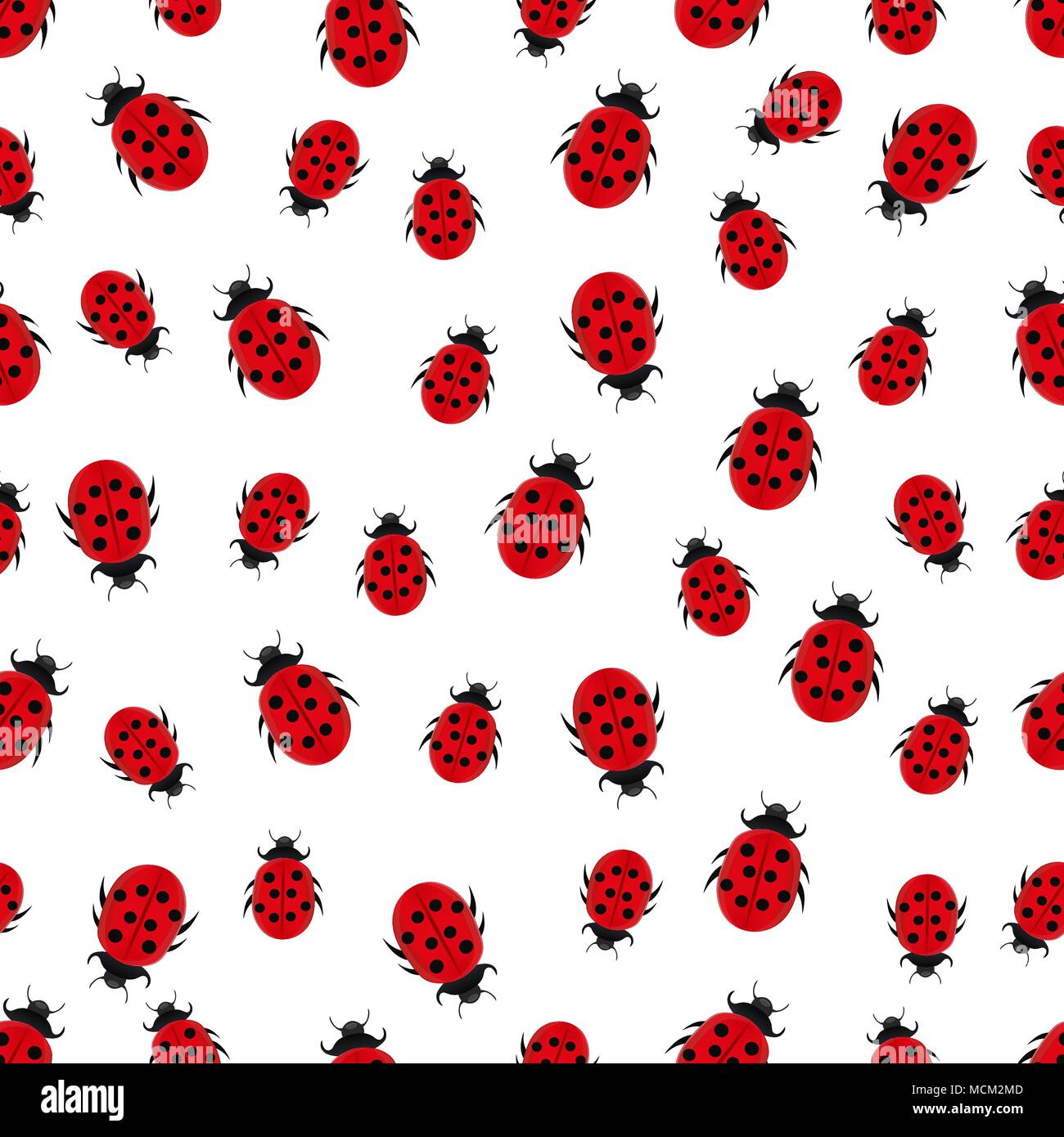 Ladybug seamless pattern, insects background. Red beetles with black ...