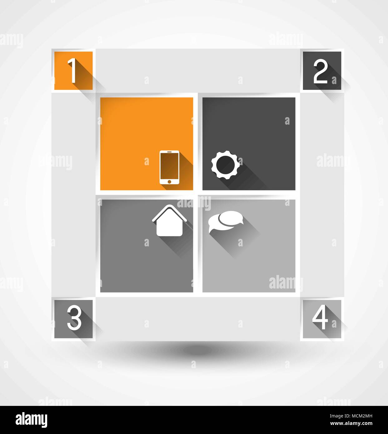 infographic template squares with option steps and long shadow effect ...