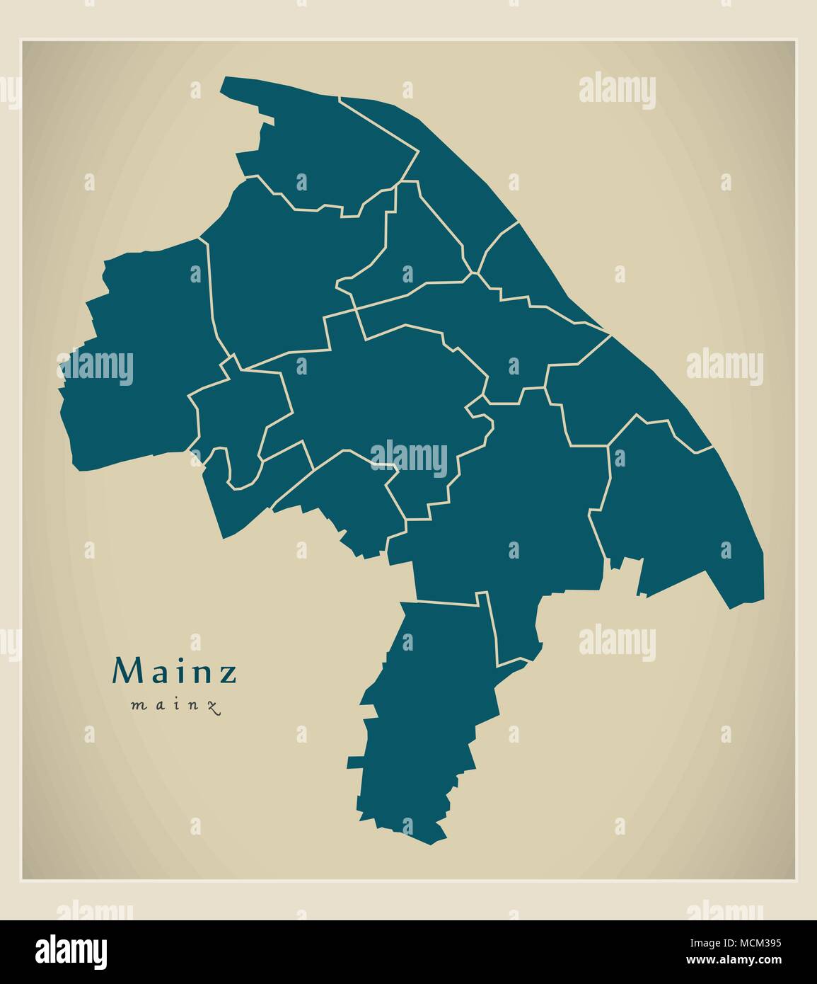 Modern City Map - Mainz city of Germany with boroughs DE Stock Vector ...